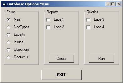 Visual Basic Front End Information